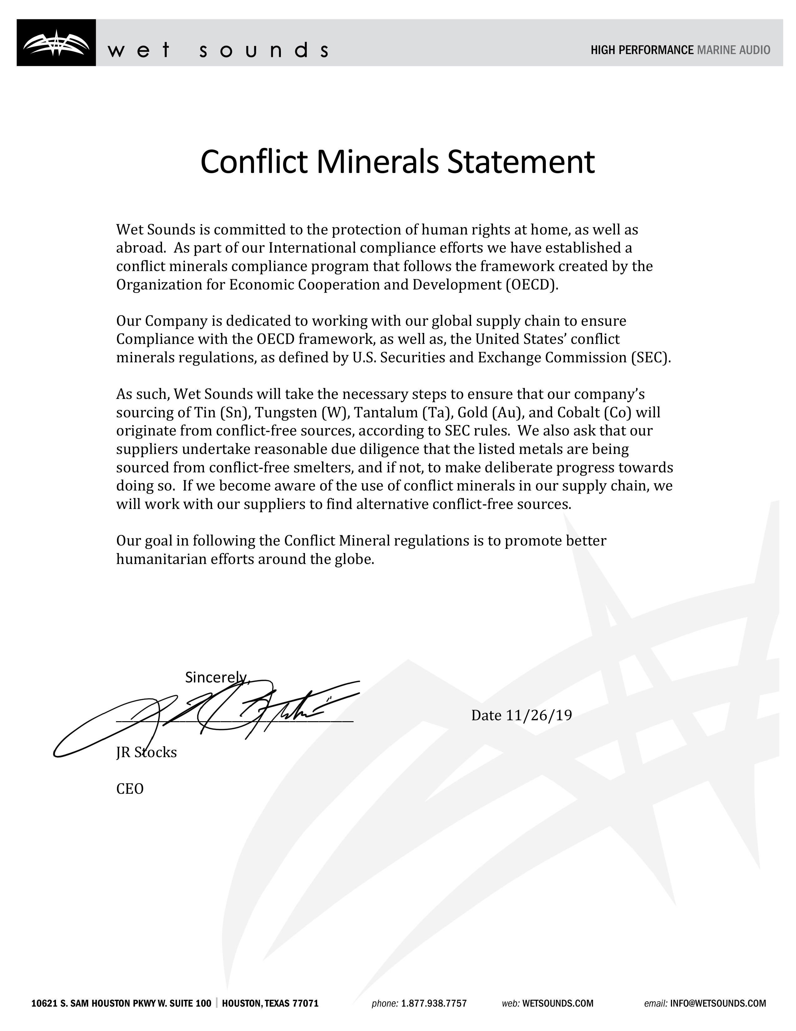 Conflict Minerals Statement